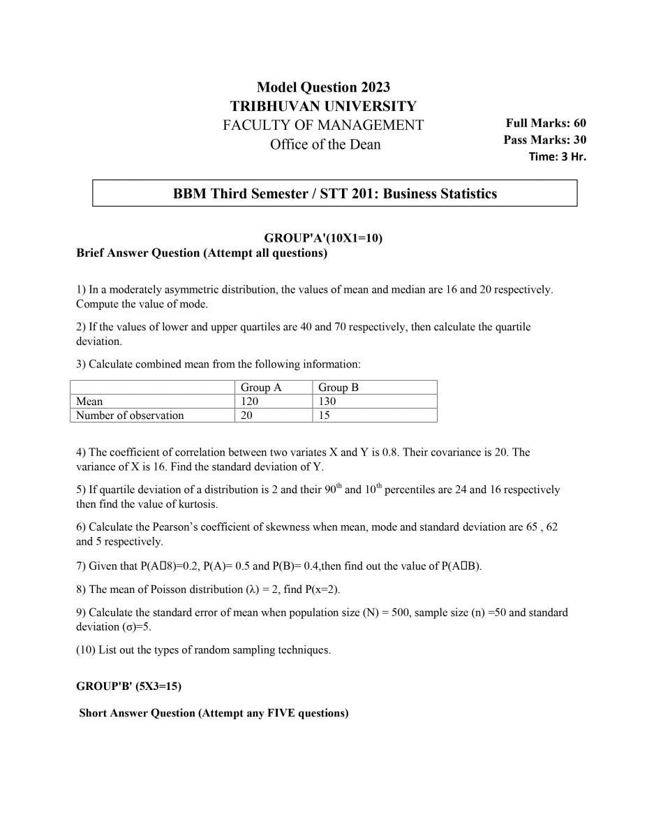 TU Publish BBM 3 5 And 7 Semesters Exam Schedule