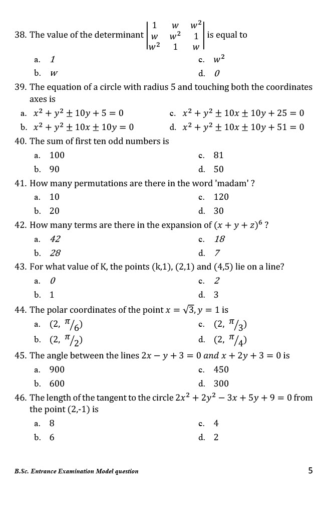 B Sc Entrance Exam Model Question Papers Published By Institute Of B Sc Entrance Exam Model Question Papers Published By Institute Of
